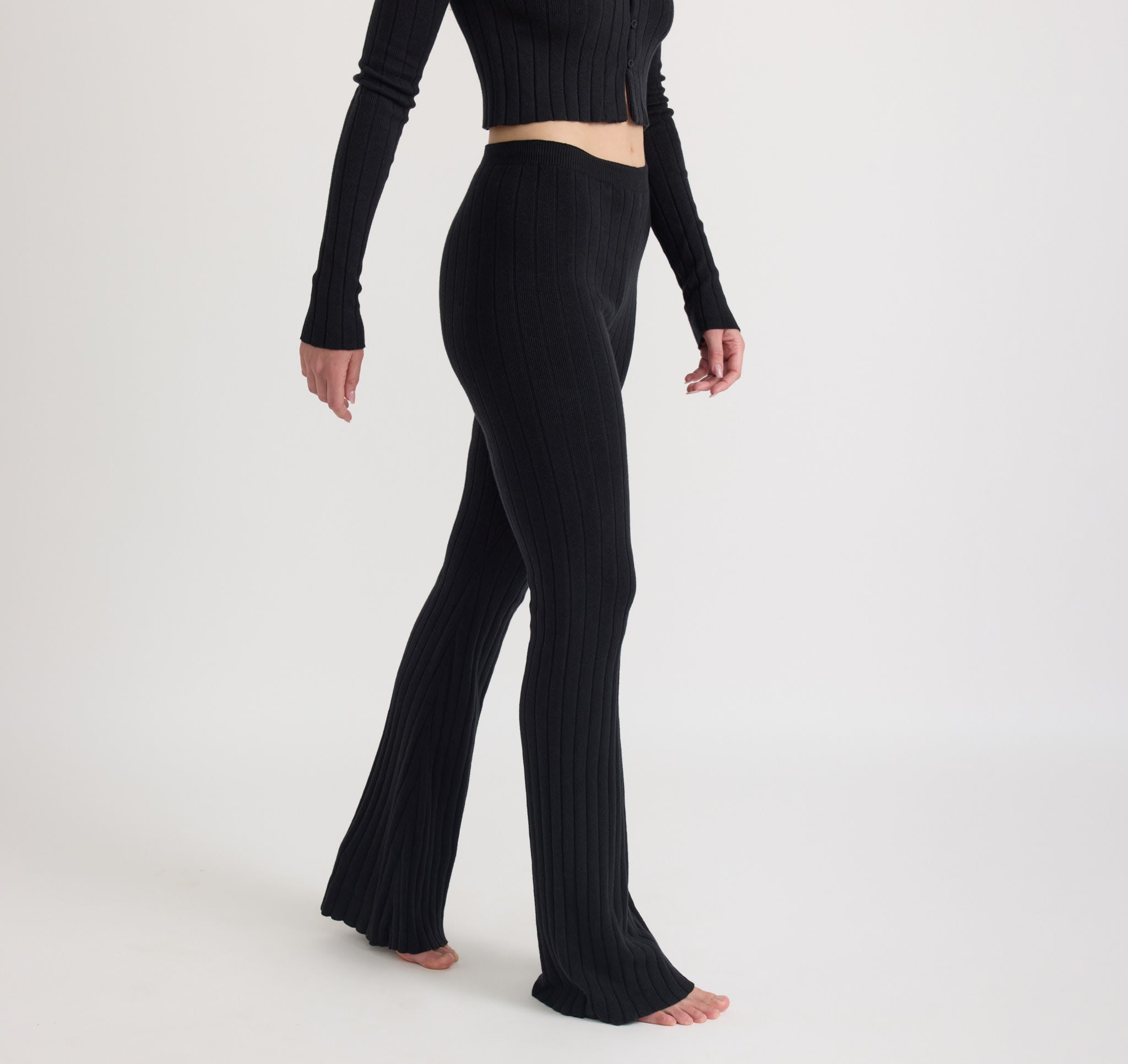 Soft Knit Rib High-Rise Flare Pants | Only $ 45 | Organic Basics