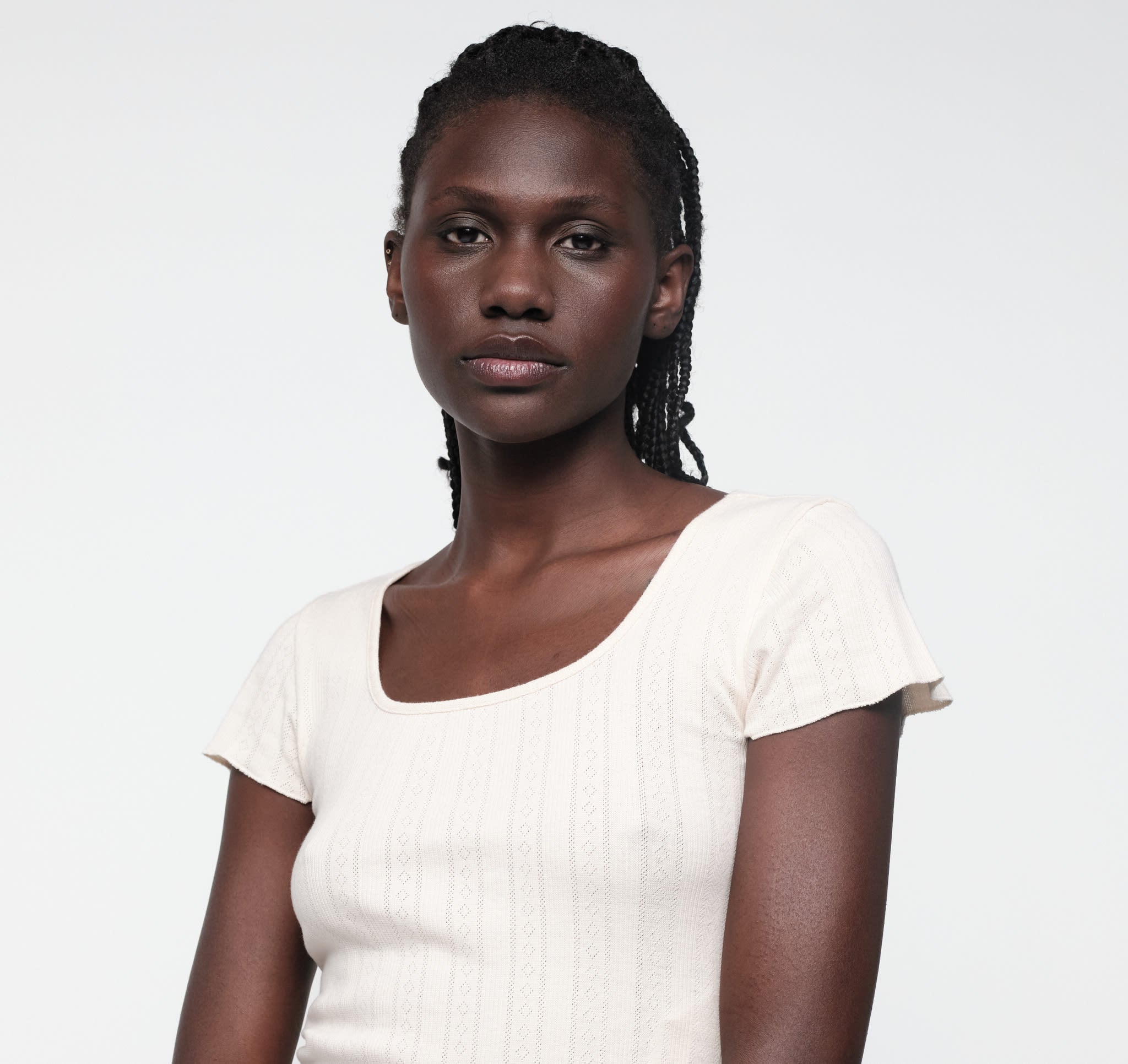 Pointelle Square Neck Tee | Only $ 39 | Organic Basics